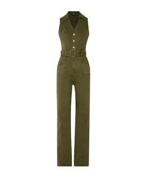 Paige Denim Jumpsuit With Belt - Green