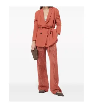 Brunello Cucinelli Double Breasted Suit With Monili Chain Detail