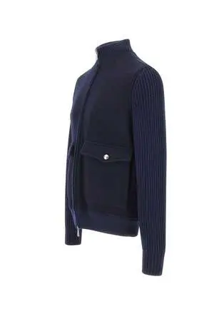 Eleventy Cable-knit Zip-up Jacket - Blue