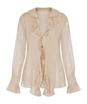 Alberta Ferretti Silk Chiffon Pleated Shirt