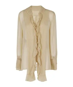 Alberta Ferretti Ruffled Pleated Blouse - Beige
