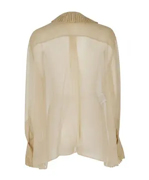 Alberta Ferretti Ruffled Pleated Blouse - Beige