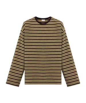 Dries Van Noten Long Sleeved Striped T-shirt - Wine Red