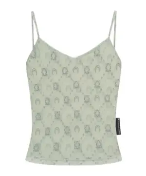 MARINE SERRE Moonogram Mesh Strappy Top - Gray
