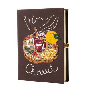 OLYMPIA LE-TAN Vin Chaud Embroidered Appliquéd Canvas Clutch - Brown