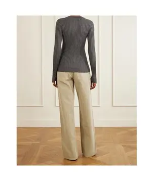 Arch4 Ribbed Crew Neck Long Sleeve Knit Top