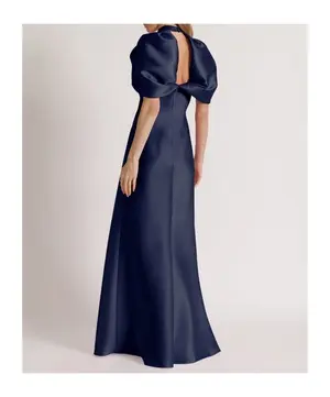 Alberta Ferretti Cape Sleeve High Neck Gown