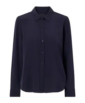 NILI LOTAN Draped Satin Long Sleeve Shirt