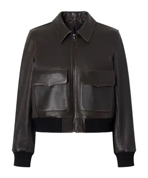 NILI LOTAN Cropped Leather Jacket