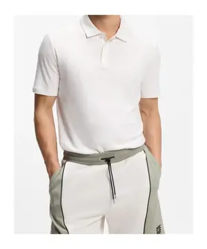 Hugo Boss Button-front Linen-blend Polo Shirt