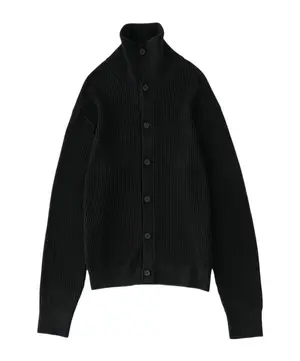 Studio Nicholson Ribbed Knit High Neck Top - Black