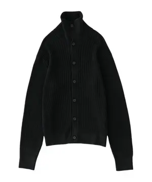 Studio Nicholson Ribbed Knit High Neck Top - Black
