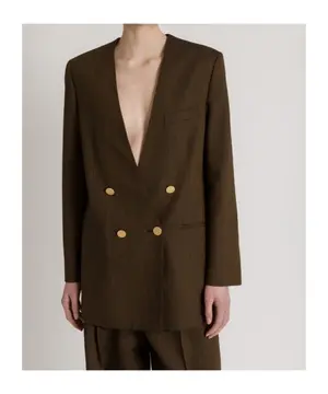 Alberta Ferretti Double-breasted Collarless Blazer