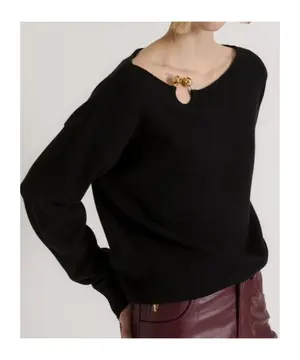 Alberta Ferretti Button-embellished Boat-neck Sweater