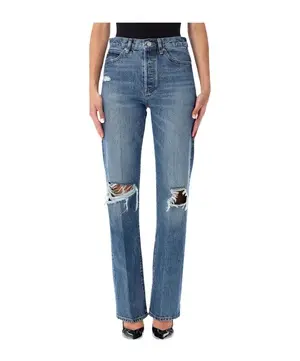 FRAME Vertical Distressed Straight Jeans