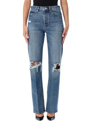 FRAME Vertical Distressed Straight Jeans
