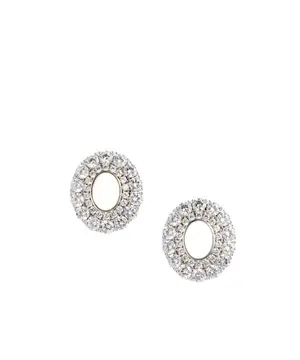 SELF-PORTRAIT Oval Crystal And Faux Pearl Stud Earrings - No