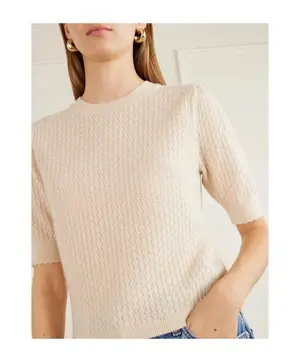 FRAME Short-sleeve Openwork Knit Top