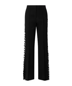 Sharon Wauchob Lace-trimmed Cotton And Silk-blend Straight-leg Pants - Black