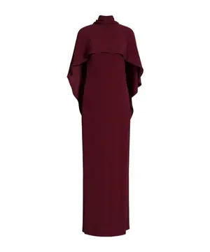 Alberta Ferretti Long Dress With Cape Detail And Back Bow