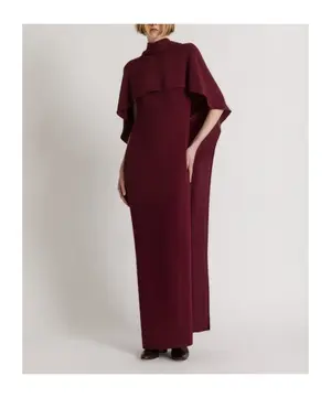 Alberta Ferretti Long Dress With Cape Detail And Back Bow