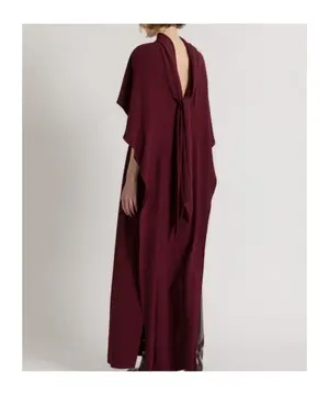 Alberta Ferretti Long Dress With Cape Detail And Back Bow