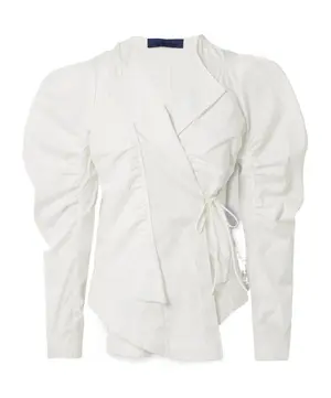 Sharon Wauchob Cotton Poplin Top With Dramatic Ruches And Blouson Sleeves