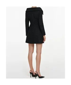 SELF-PORTRAIT Off-shoulder Double-breasted Mini Dress
