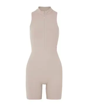 On Recycled-jersey Bodysuit With Zip-up Neckline