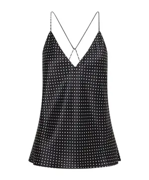 NILI LOTAN Polka Dot V-neck Camisole Mini Dress - Black
