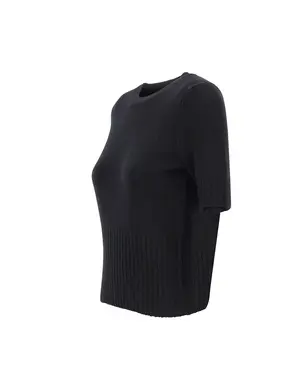 Vince Ribbed Short Sleeve Knit Sweater