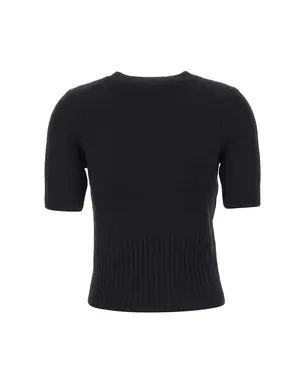 Vince Ribbed Short Sleeve Knit Sweater