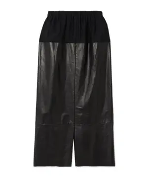 Sharon Wauchob Paneled Silk-jersey And Leather Midi Skirt