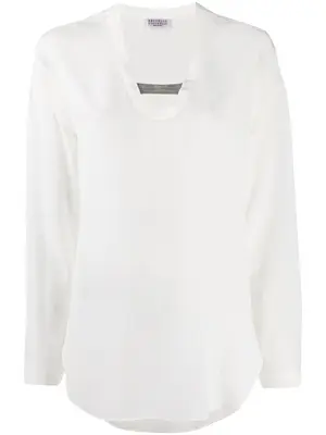 Brunello Cucinelli V-neck Silk Blouse