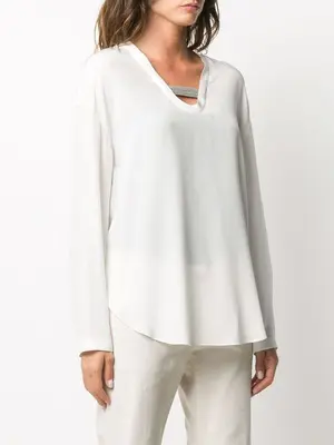 Brunello Cucinelli V-neck Silk Blouse