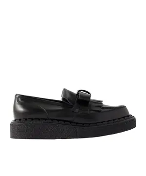Comme Des Garçons Leather Platform Loafers With Bow Detailing