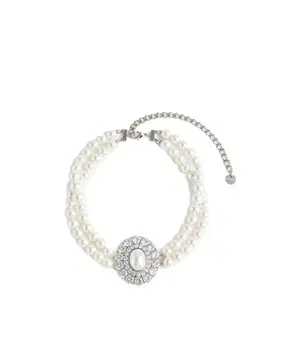 SELF-PORTRAIT Double-stranded Pearl And Crystal Choker - No