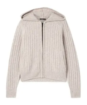 JAMES PERSE Ribbed Recycled-cashmere Hoodie