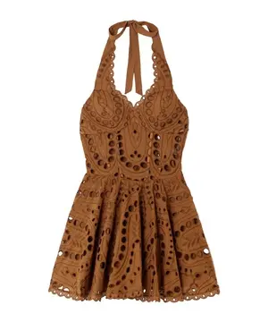 Charo Ruiz Ibiza Cotton-blend Halterneck Mini Dress