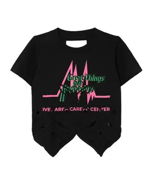 CONNER IVES Spliced Satin T-shirt - Black