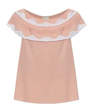 Posse Boat-neck Top With Hand-sewn Ruffles - Blossom