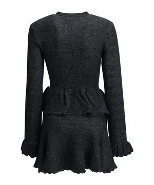 SELF-PORTRAIT Long-sleeved Dress - Navy Blue