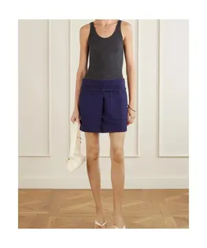 COURREGES Courrèges Belted Cotton-canvas Mini Skirt - Blue