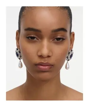 SELF-PORTRAIT Crystal Pearl Droplet Earring