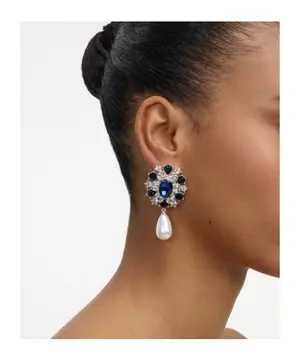 SELF-PORTRAIT Crystal Pearl Droplet Earring