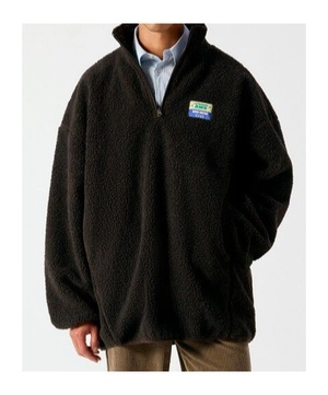 American Vintage Long Sleeve Fleece Zip-up Sweatshirt With Logo Patch