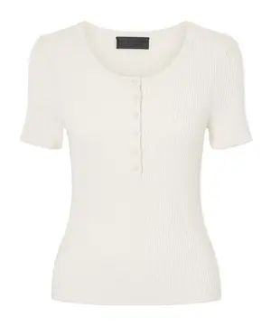 NILI LOTAN Francene Ribbed Wool And Silk-blend Top - No