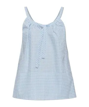 Posse Lila Gingham Tie-strap Top - Bluegingham