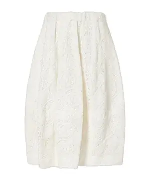 Comme Des Garçons Pleated Crocheted Cotton Midi Skirt