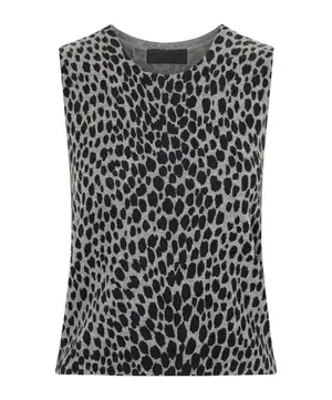 NILI LOTAN Nessa Leopard-jacquard Cashmere Tank